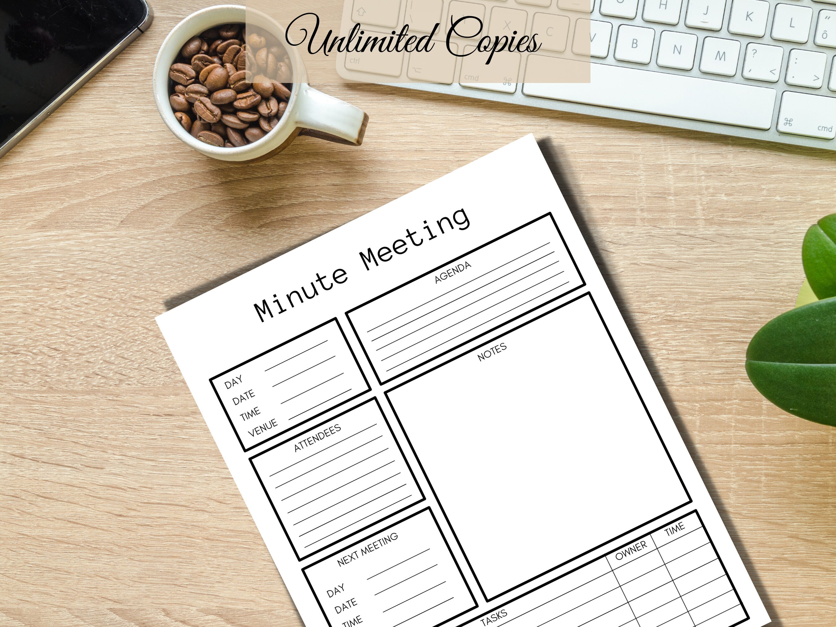 Printable Meeting Notes Template, Minutes Meeting Notes Template, Daily ...