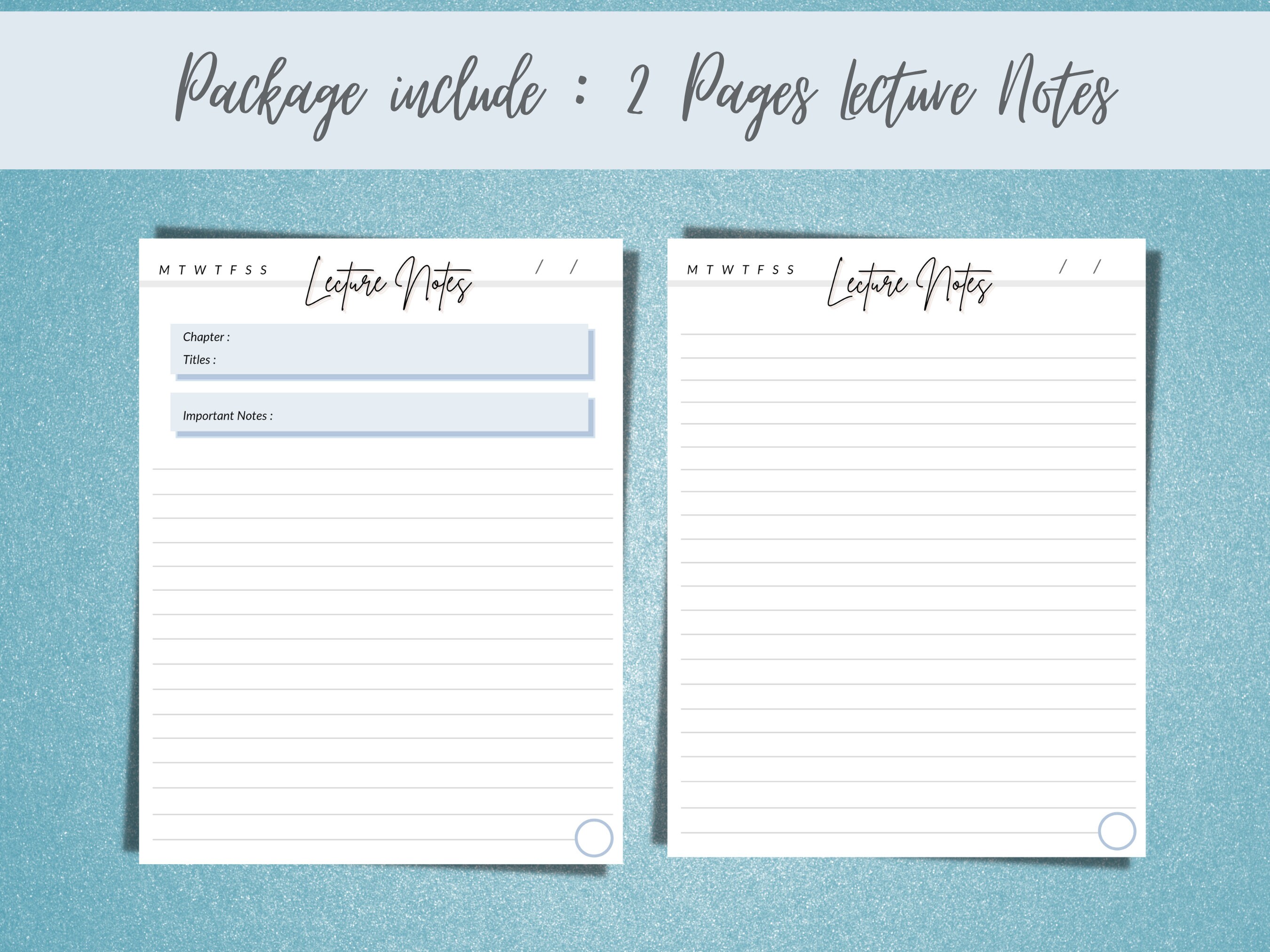 Printable Lecture Note, Jotter Notes, Dateline Notes, Print at Home ...