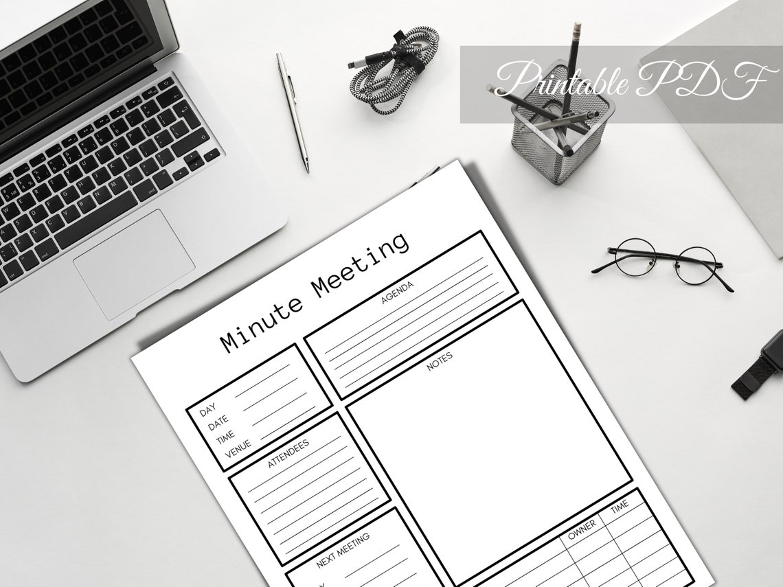 Printable Meeting Notes Template Minutes Meeting Notes | Etsy