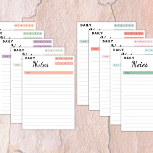 Printable Daily Notes, Print at Home College Student Lined Note Taking ...