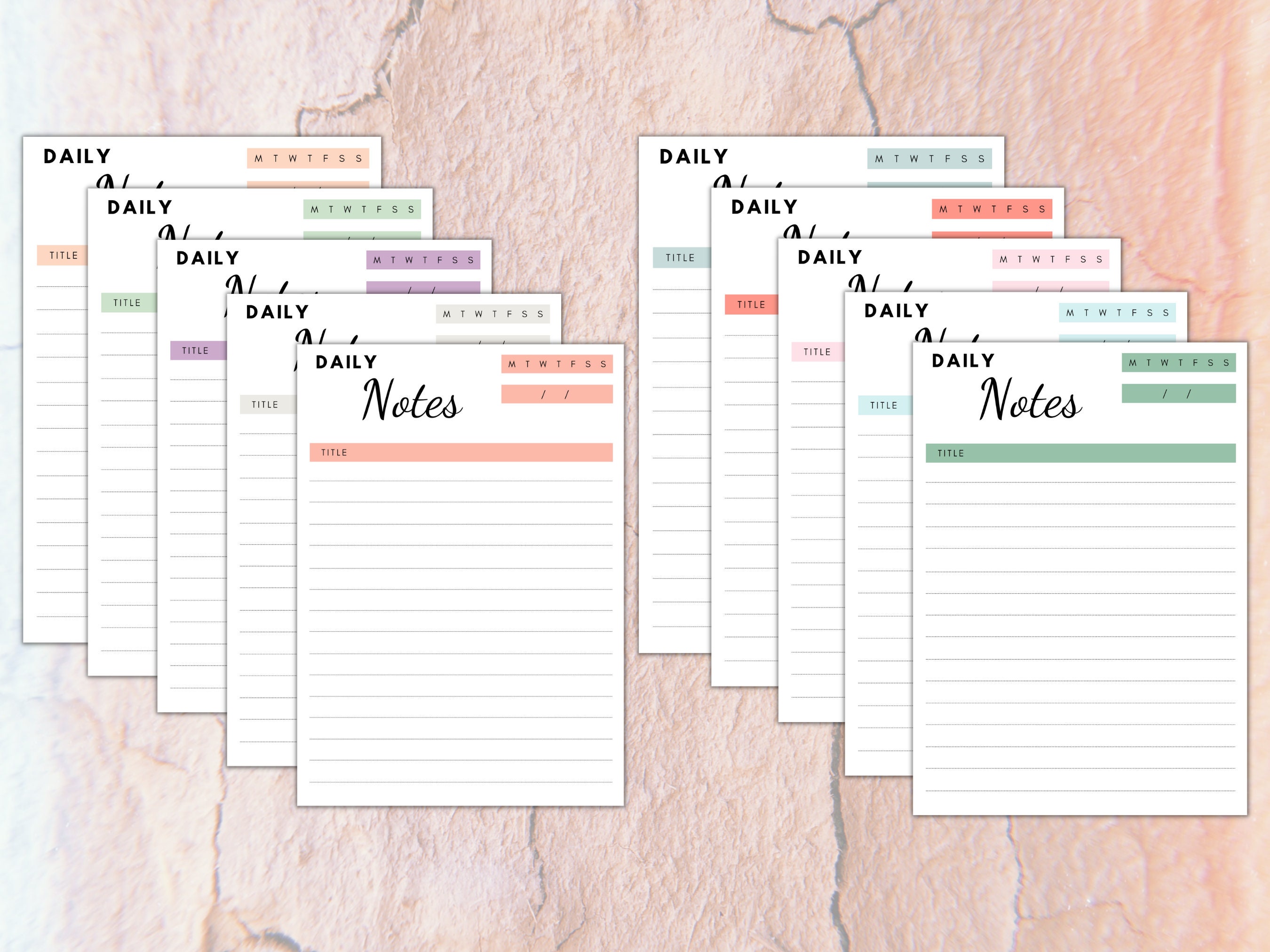 Printable Daily Notes, Print at Home College Student Lined Note Taking ...