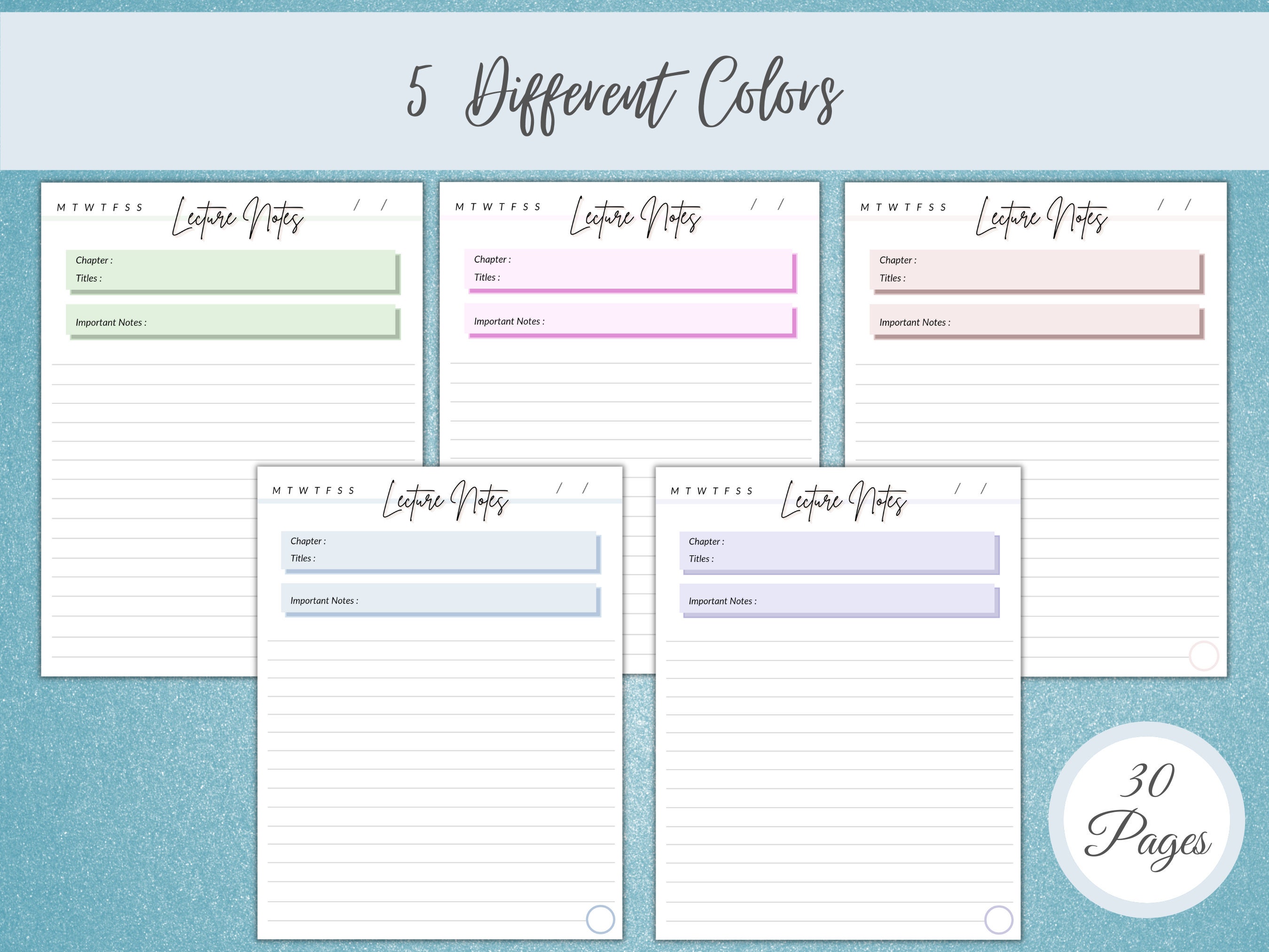 Printable Lecture Note, Jotter Notes, Dateline Notes, Print at Home ...