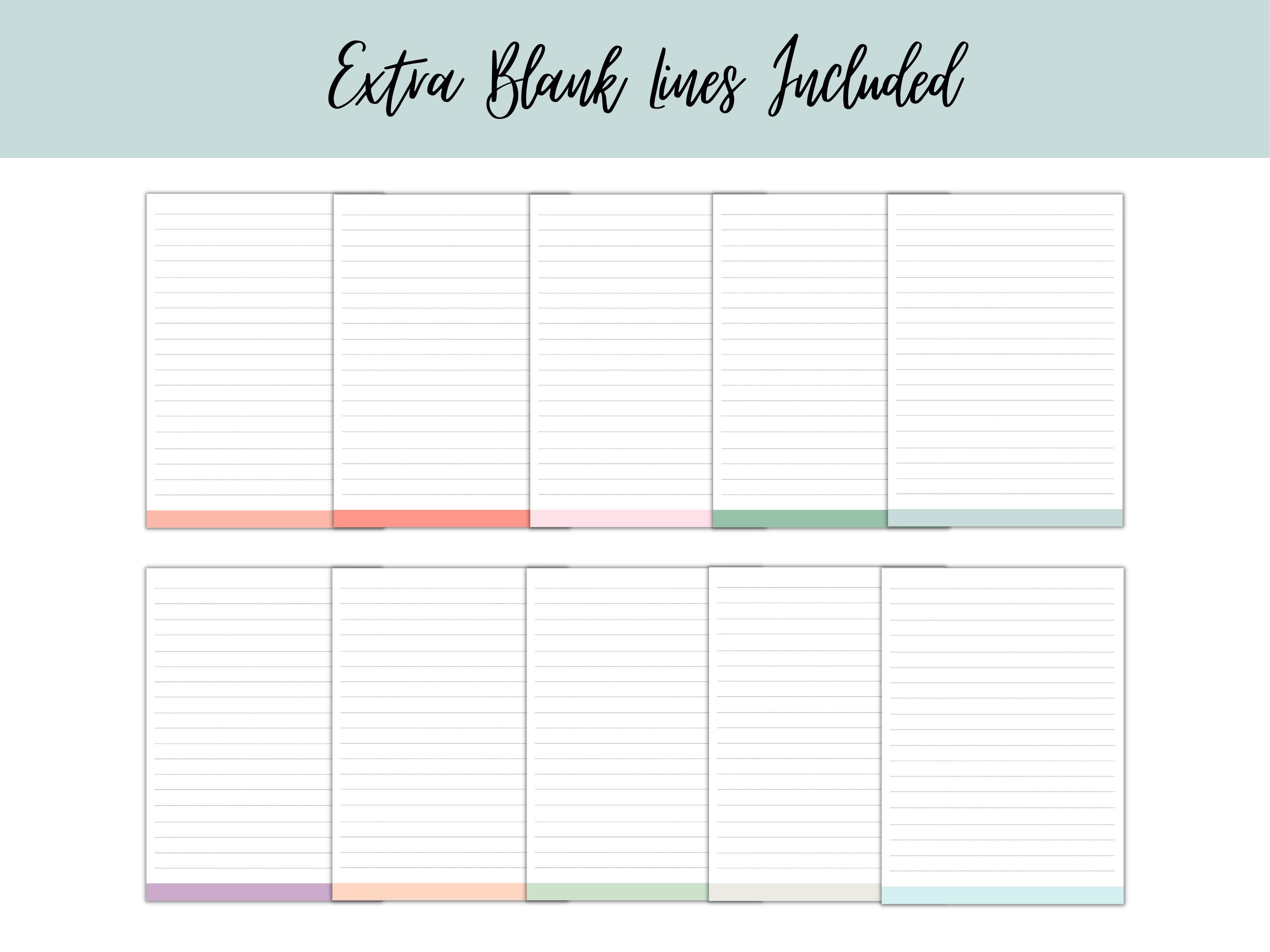 Printable Daily Notes, Print at Home College Student Lined Note Taking ...