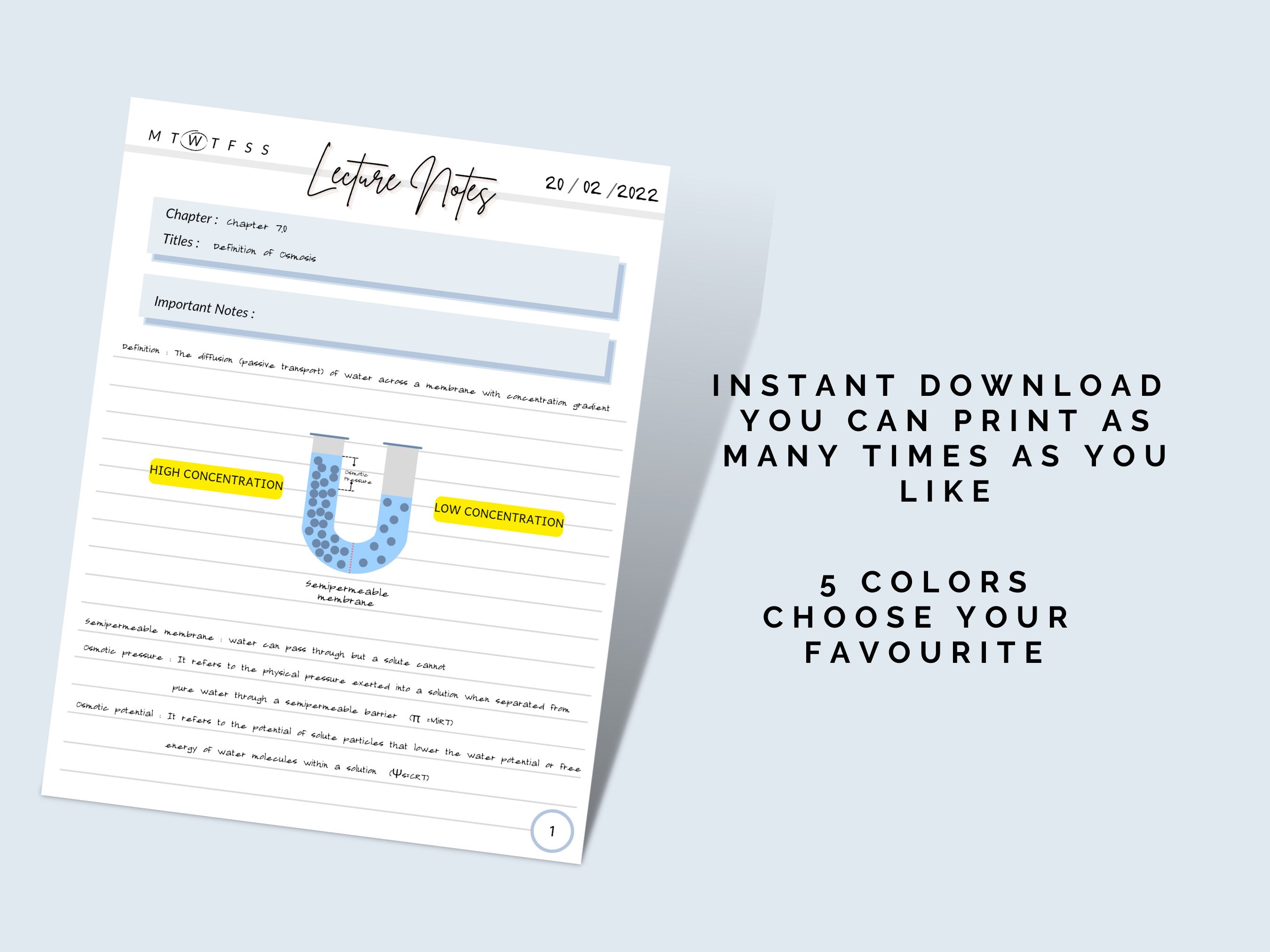 Printable Lecture Note, Jotter Notes, Dateline Notes, Print at Home ...