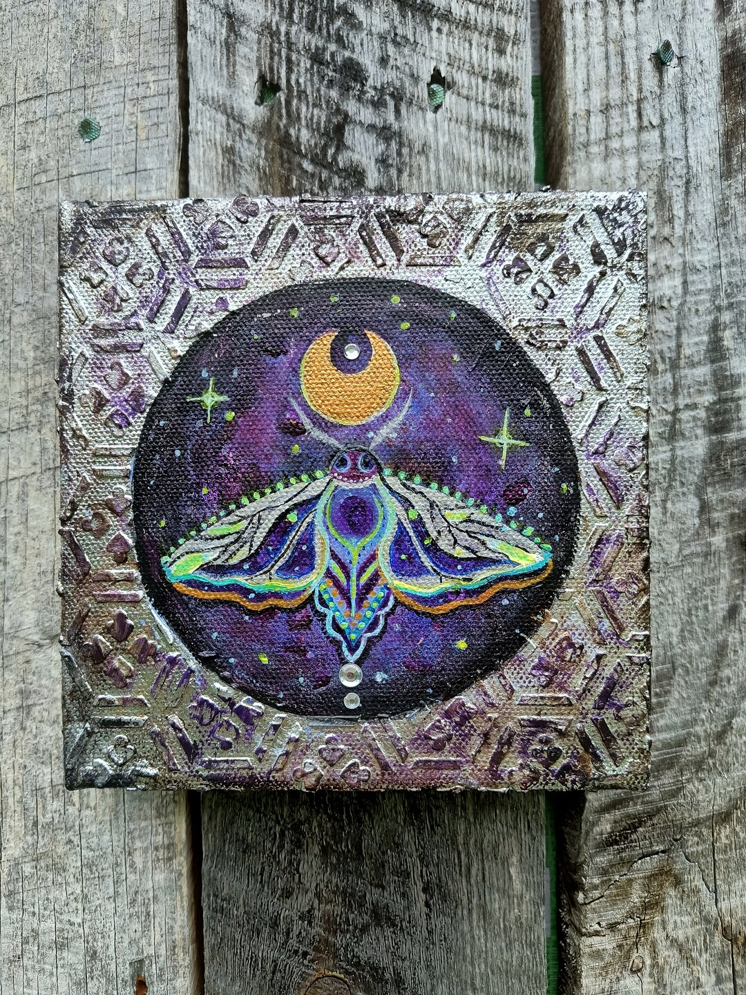 Mini Space Moth Painting - Etsy