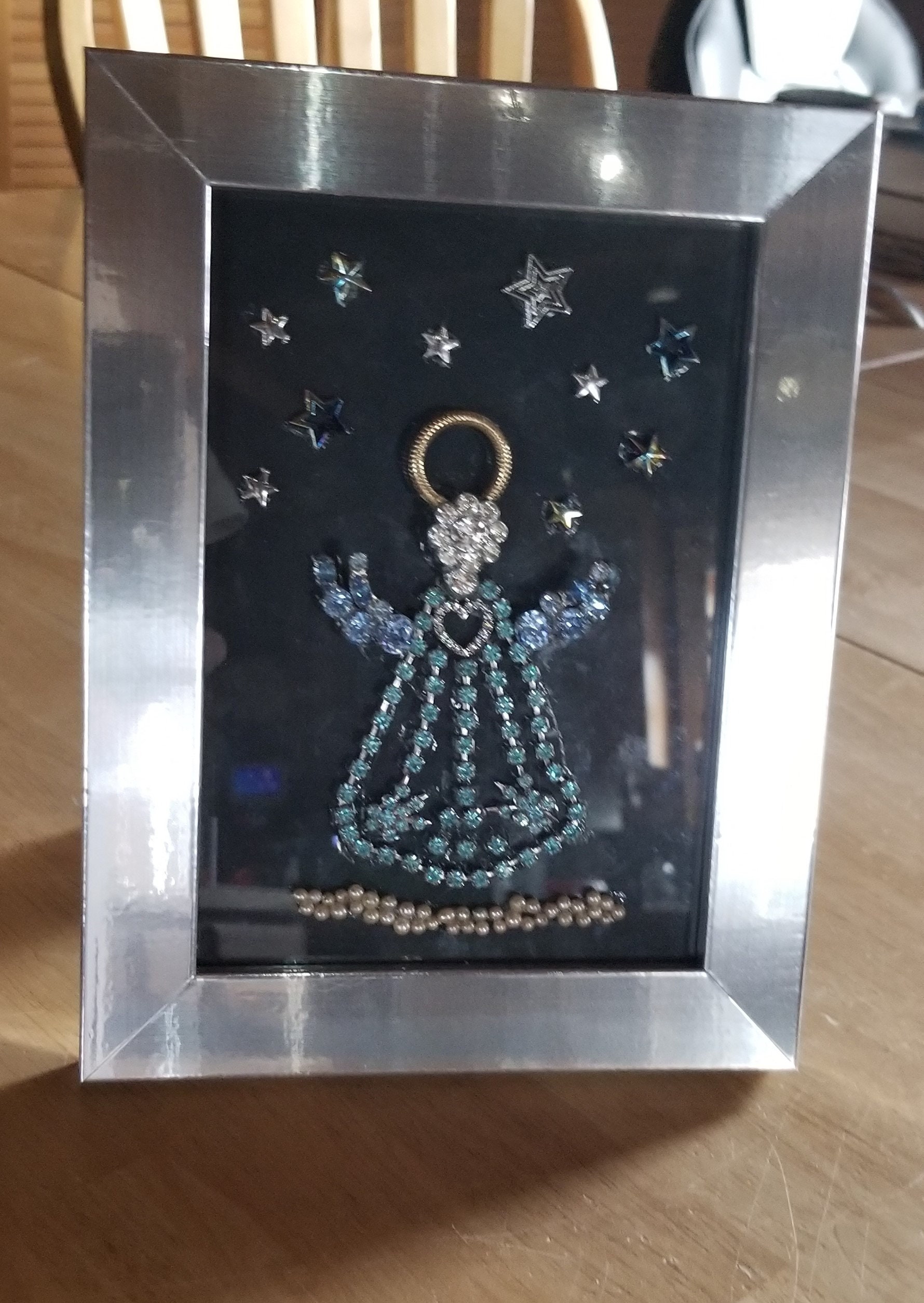 Unique, Framed, Vintage Jeweled, Blue Angel, Artwork. - Etsy