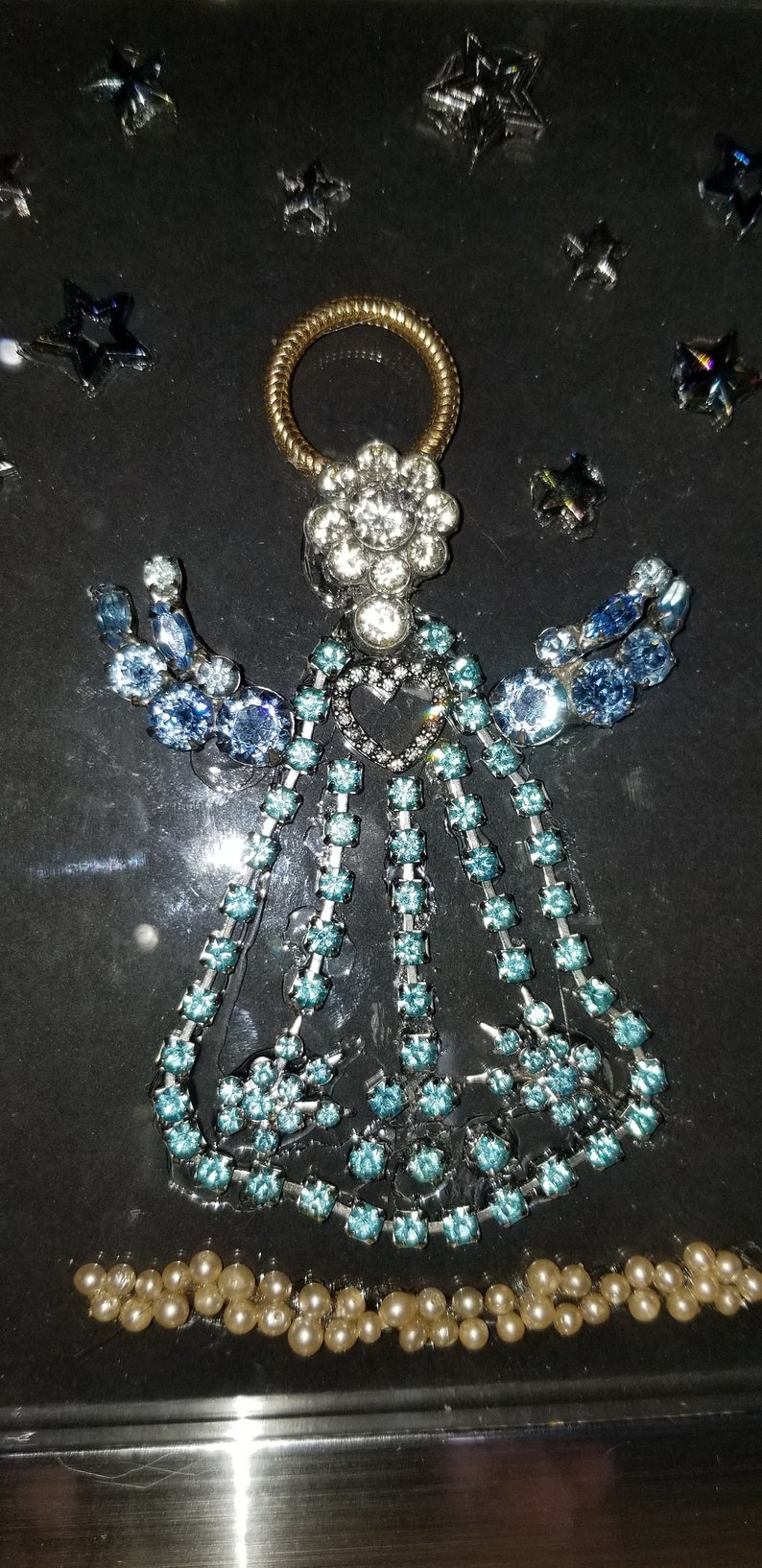 Unique, Framed, Vintage Jeweled, Blue Angel, Artwork. - Etsy