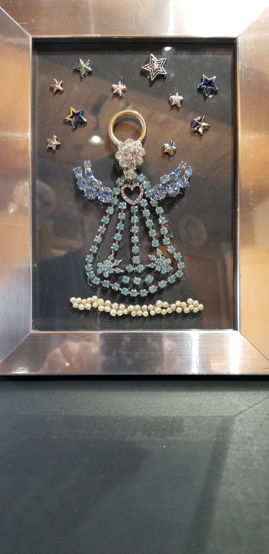 Unique, Framed, Vintage Jeweled, Blue Angel, Artwork. - Etsy