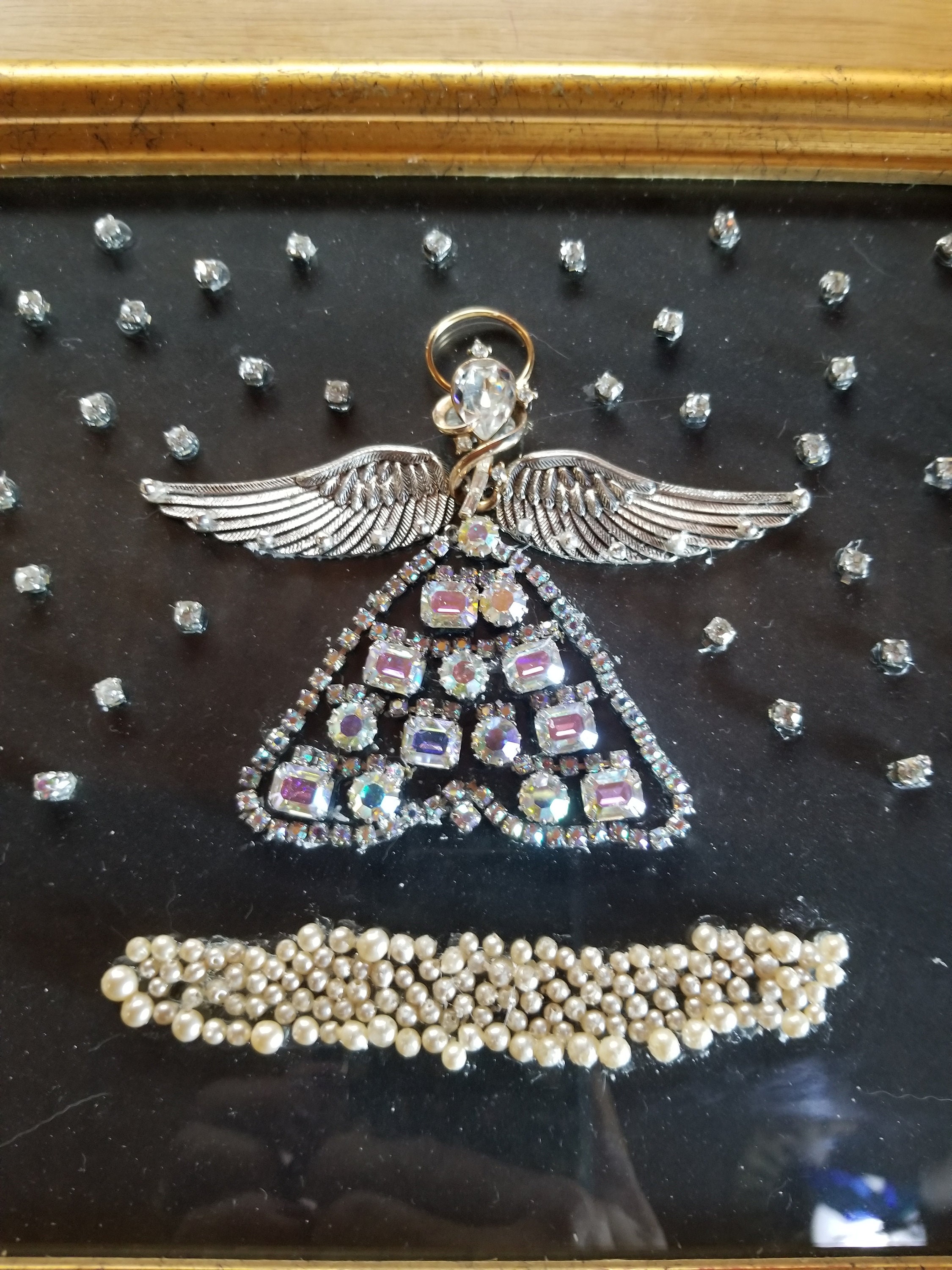 Unique, Vintage Jewelry, Framed Angel With Twinkling Stars. - Etsy