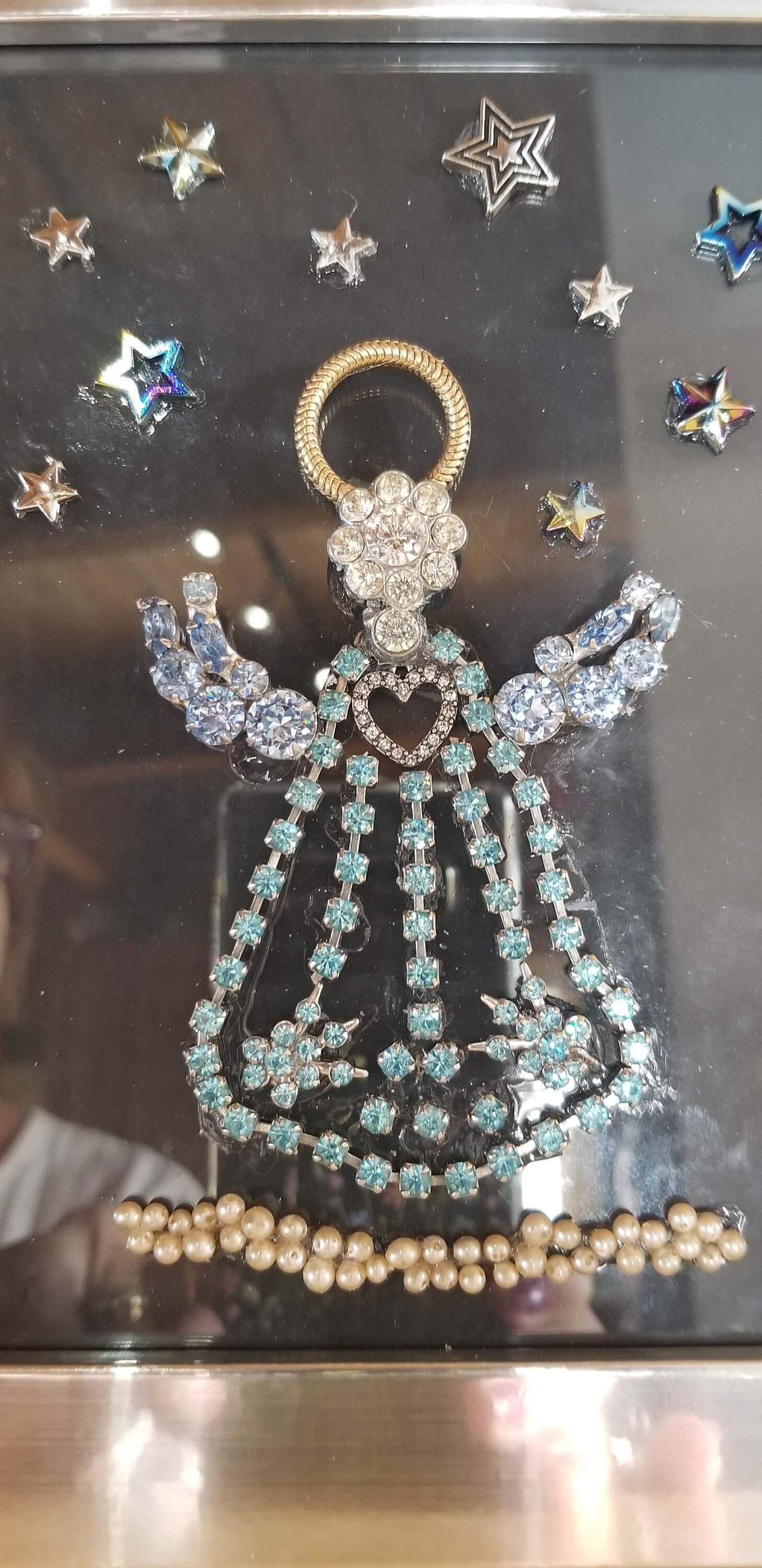 Unique, Framed, Vintage Jeweled, Blue Angel, Artwork. - Etsy