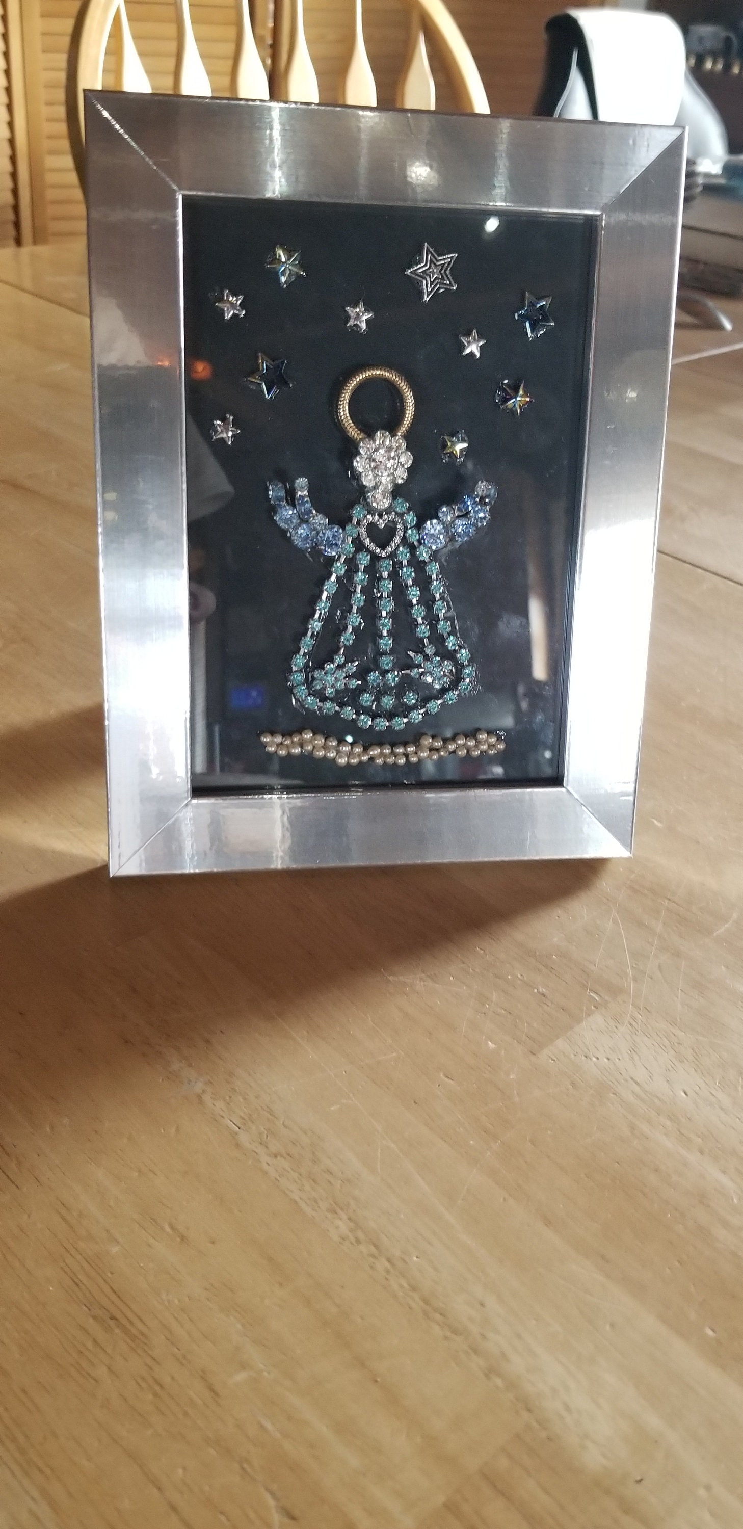 Unique, Framed, Vintage Jeweled, Blue Angel, Artwork. - Etsy