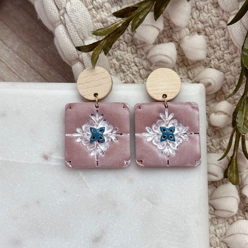 Talavera Tile Earrings - Etsy
