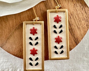 Scandinavian Flower Boho Clay Earrings | Boho Clay Earrings ...