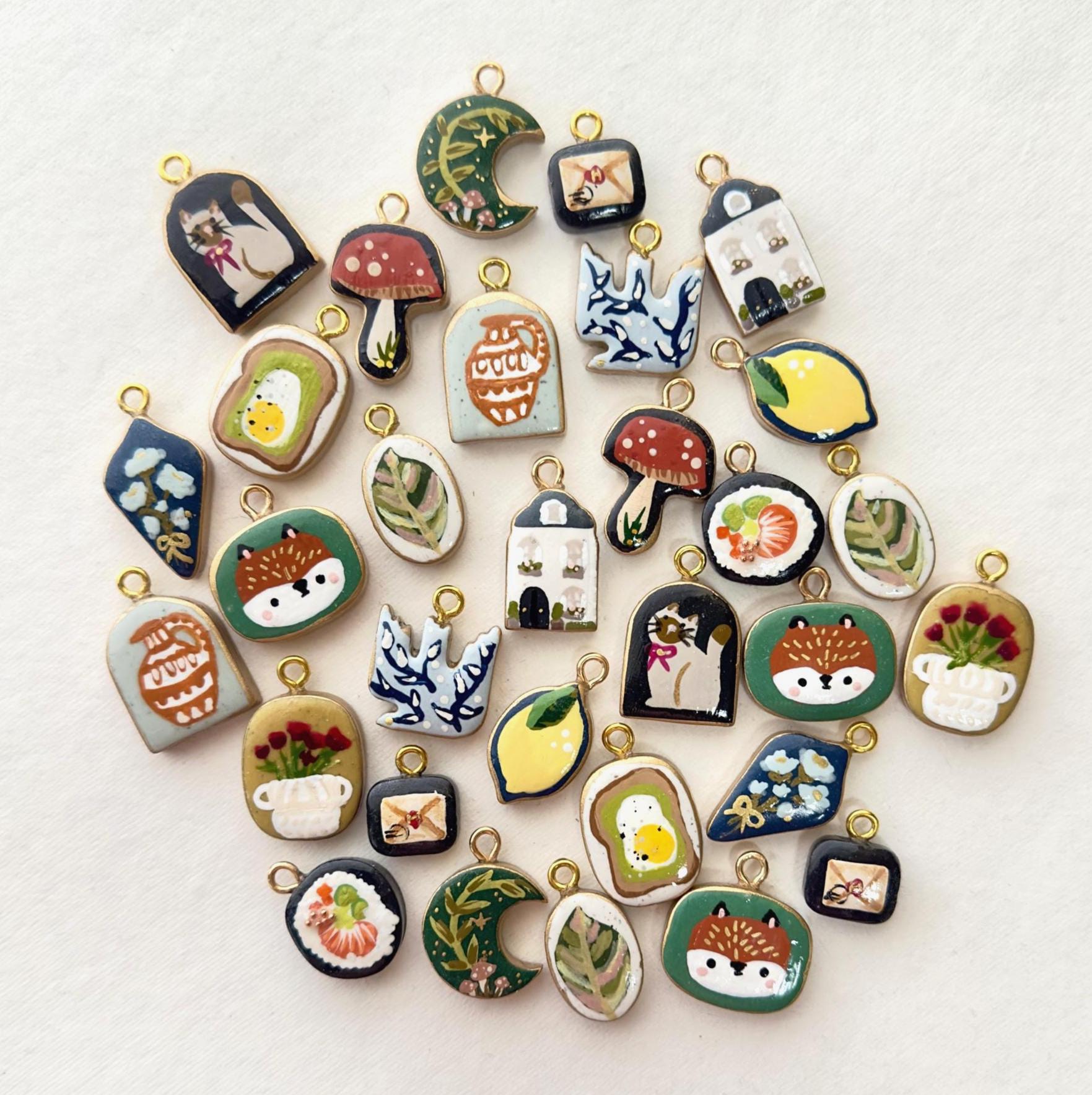 Hand Painted Polymer Clay Charms for Necklace / Bracelet | Handmade ...
