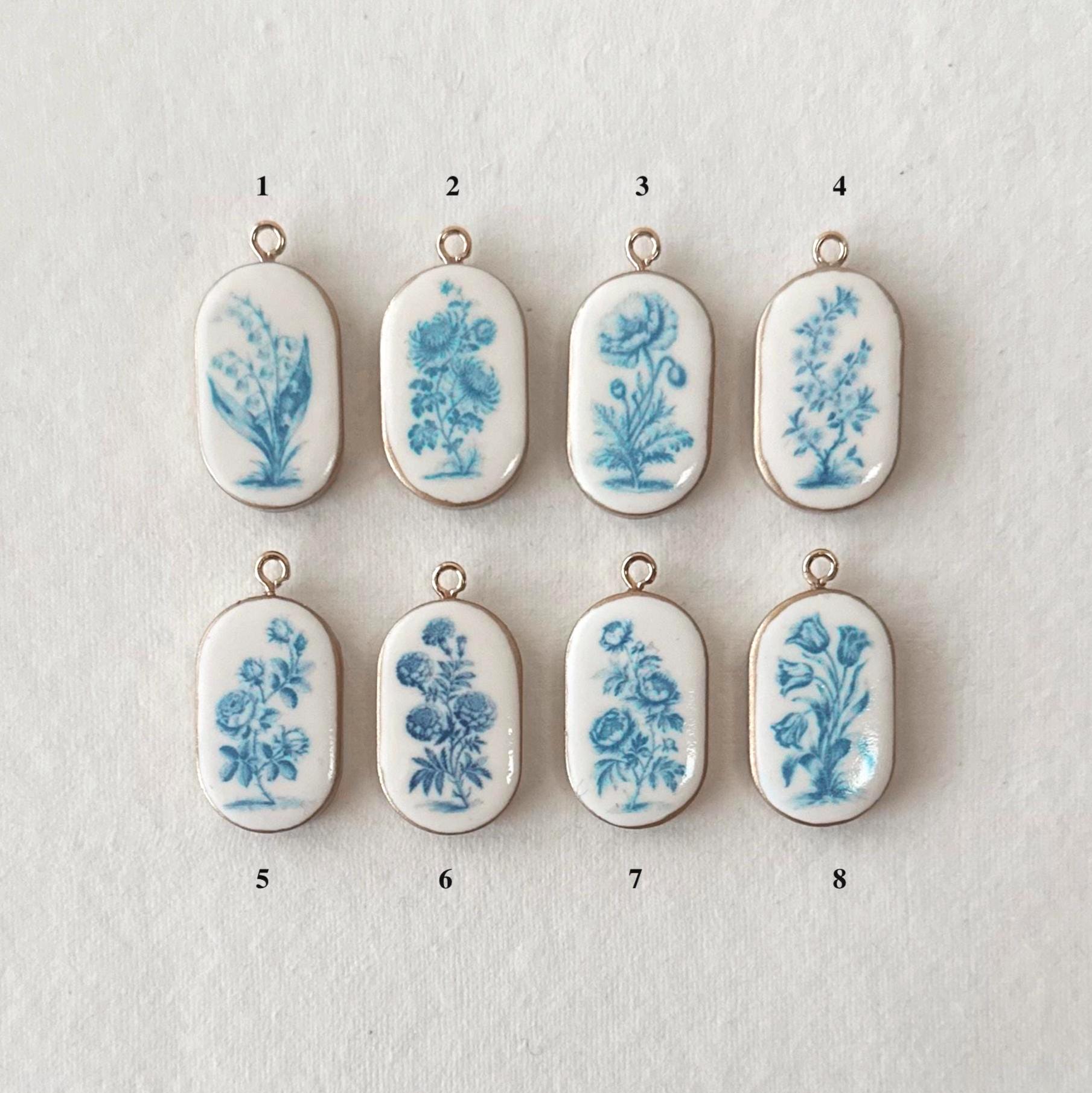 Blue Floral Clay Charm Necklace | Classic Simple Floral Necklace ...