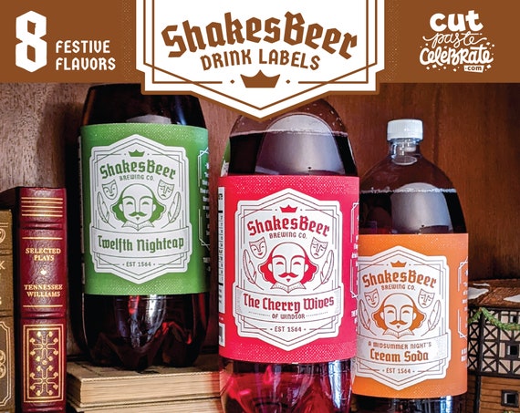 Printable Shakespeare 2-liter Bottle Labels Perfect for Cast | Etsy