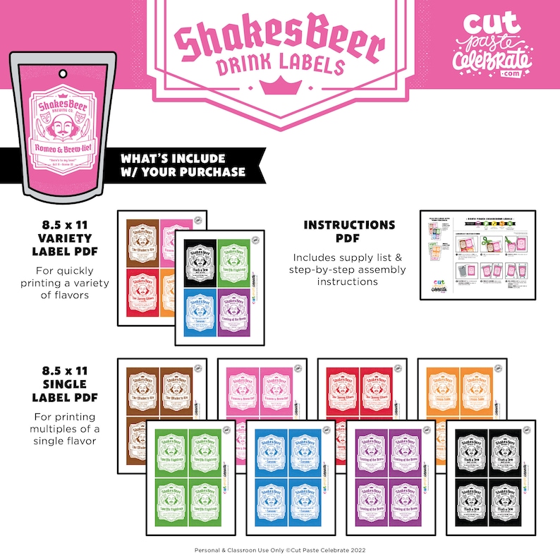 Printable Shakespeare Juice Pouch Labels - Perfect for Capri Sun or ...