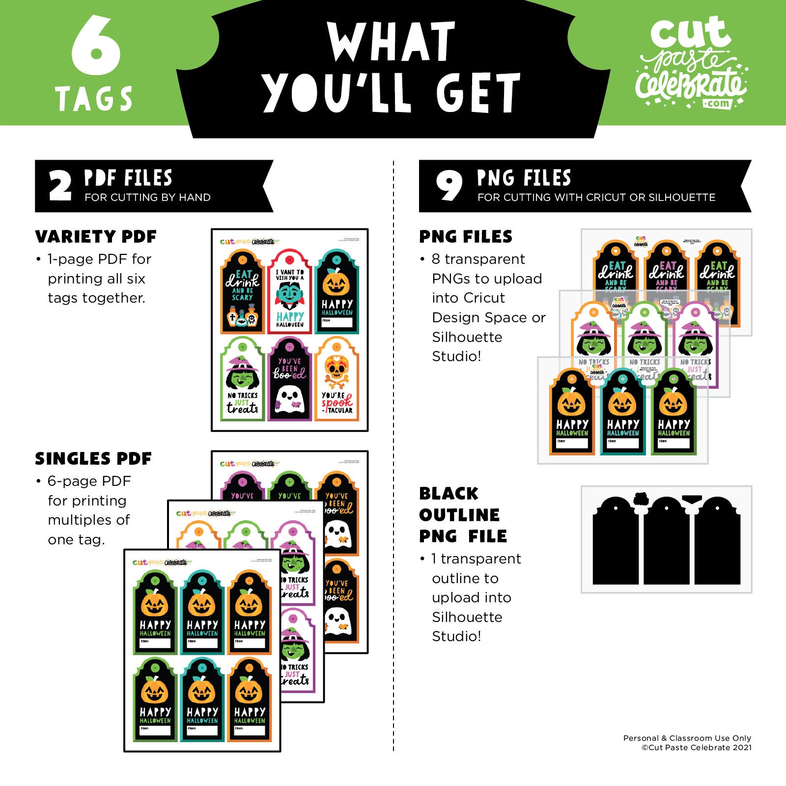 Printable Halloween Gift Tags - Includes Print & Cut Pngs for Cricut ...