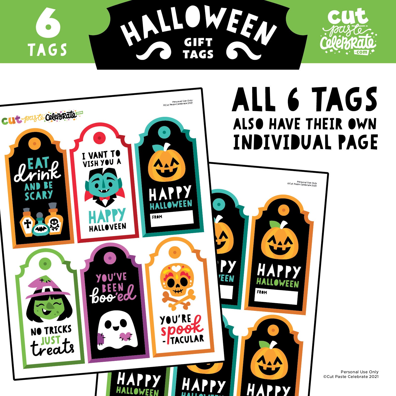 Printable Halloween Gift Tags - Includes Print & Cut Pngs for Cricut ...