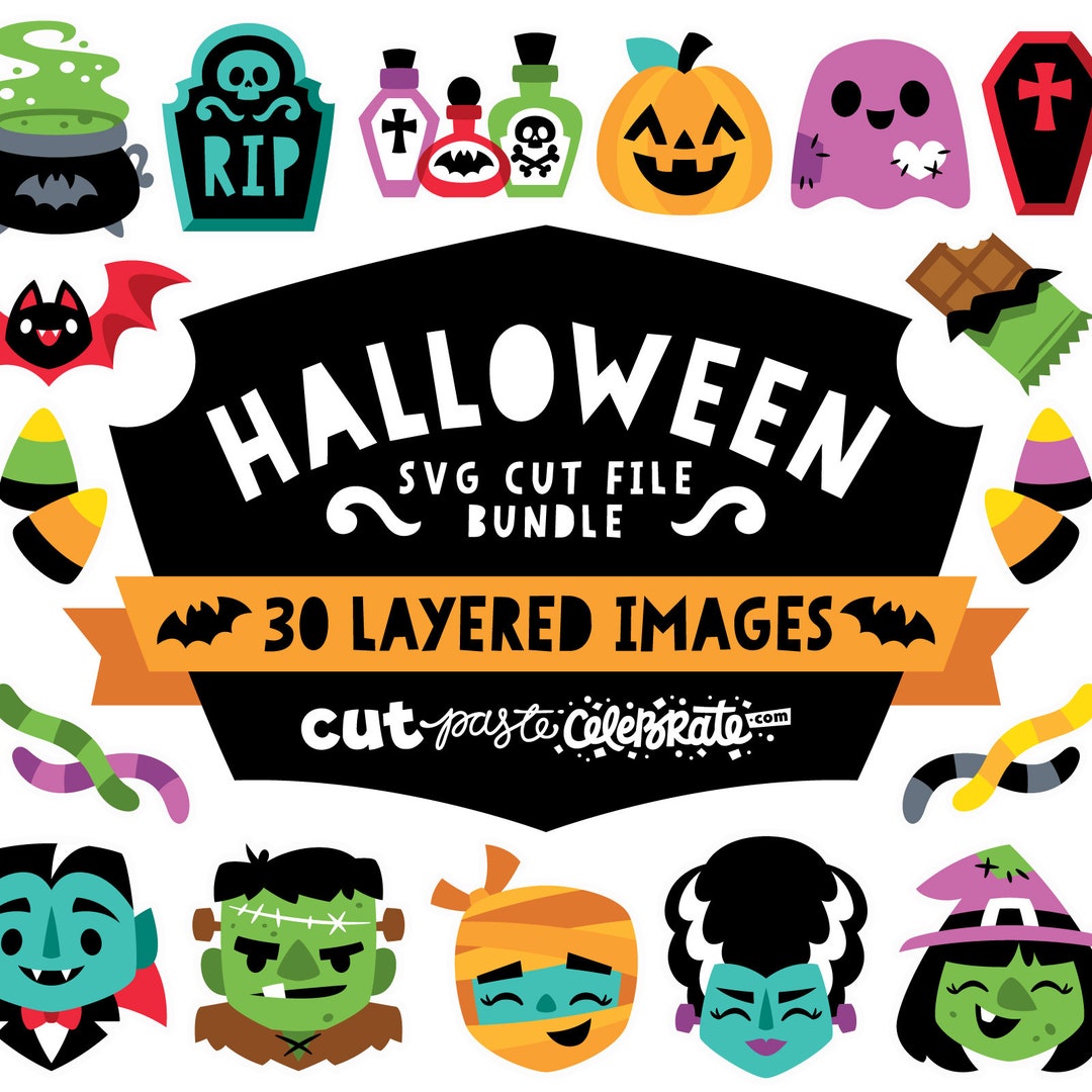 Halloween SVG Cut File Bundle, 30 Layered Designs, Vector, Silhouette ...
