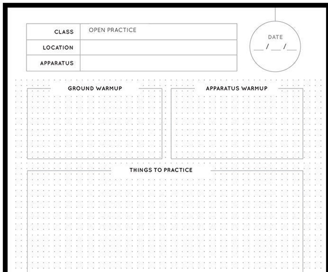 Aerial/circus Open Practice Planning Worksheet PDF - Etsy