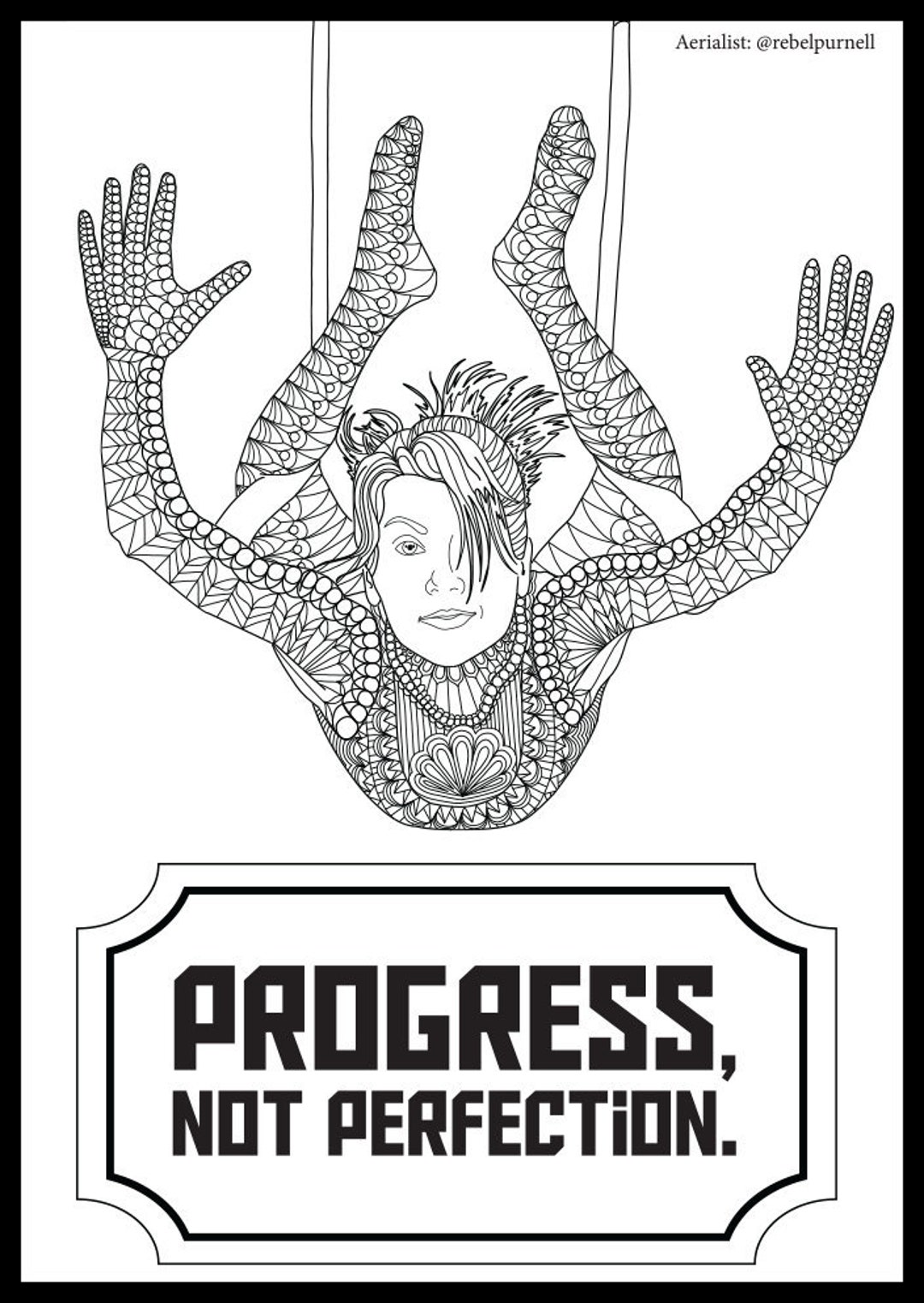 Aerial Trapeze Coloring Book Page: "progress, Not Perfection" - Etsy