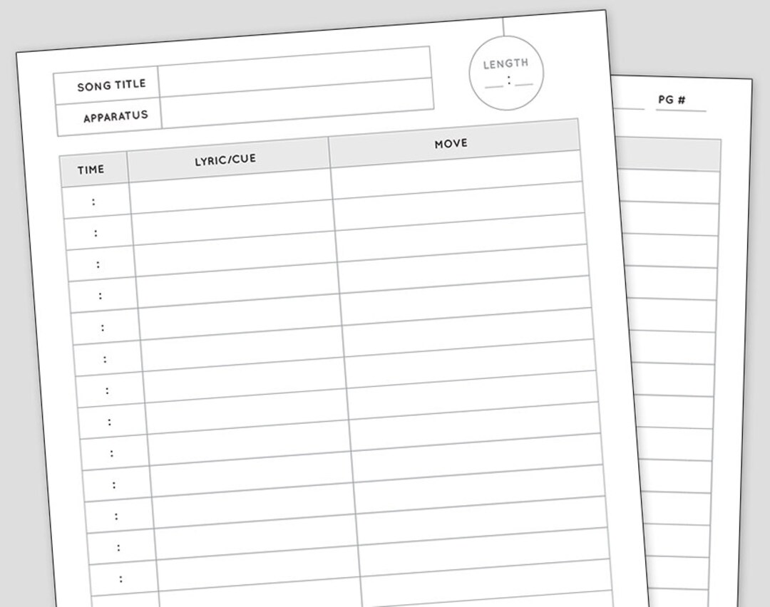 Aerial/circus Performance Routine Worksheet PDF - Etsy