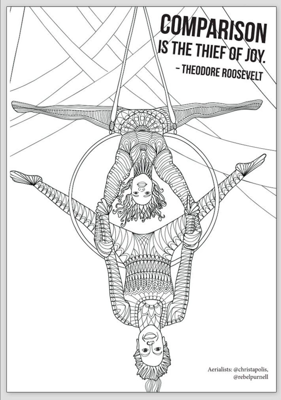 Aerial Lyra/hoop Doubles Coloring Book Page: "comparison is the Thief ...