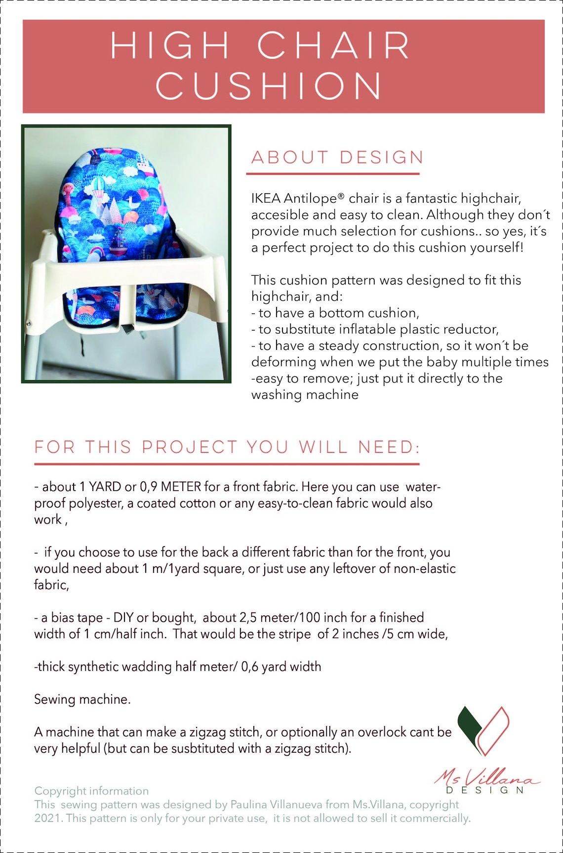 IKEA Antilop High Chair Cushion Pattern: DIY Seat (PDF Pattern) - Etsy