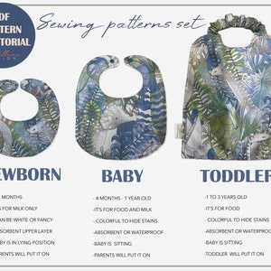 Bibs Patterns Set, PDF Pattern Baby Bib, Newborn Bib, Toddler Bib ...