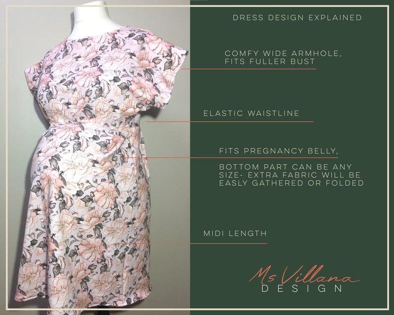 Minimalist Maternity Dress Pattern: Easy Beginner Sewing (PDF Pattern ...
