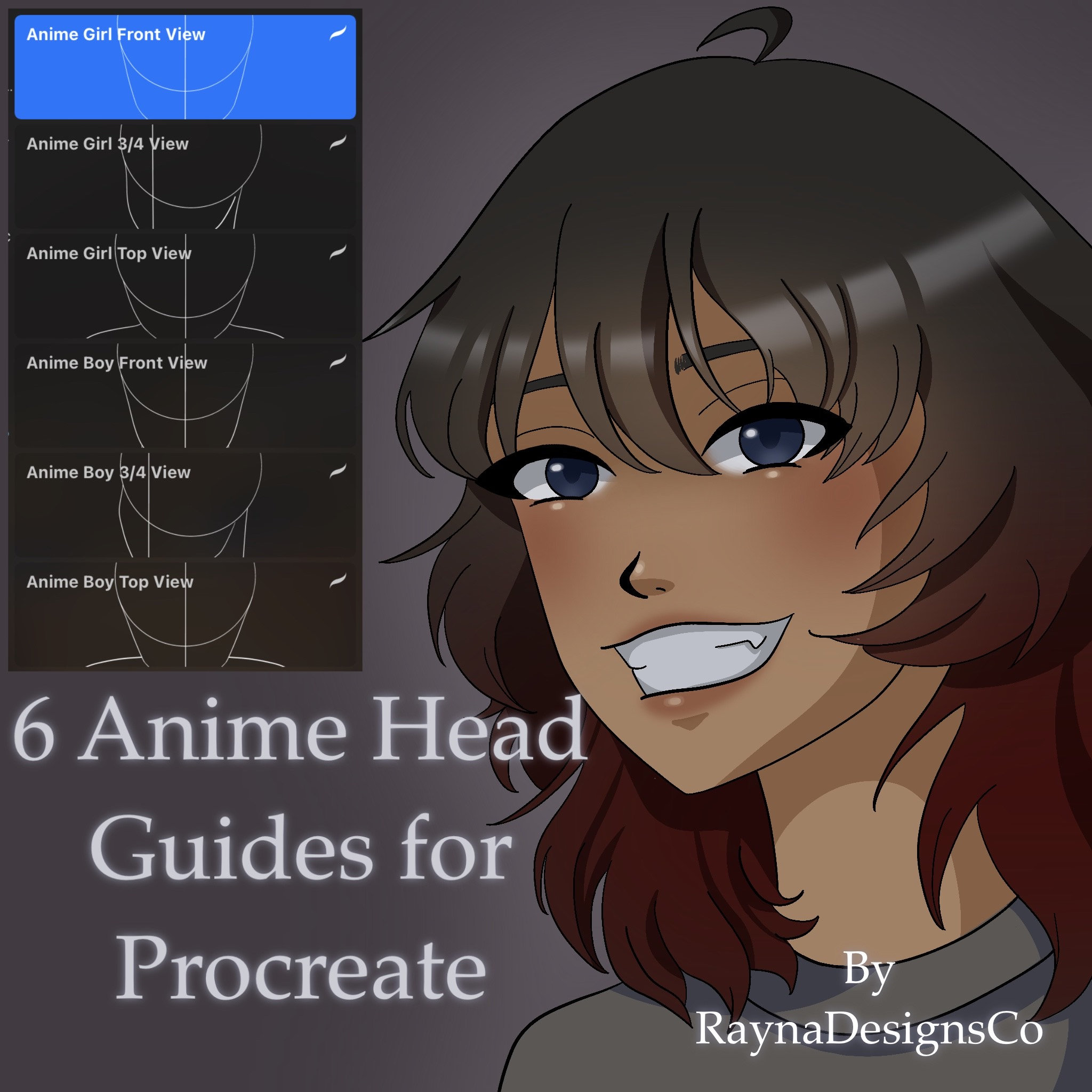 6 Anime Head Guide Brushes for Procreate - Etsy