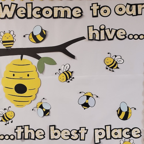 Welcome to Our Hive Bee Theme Bulletin Bulletin Board Set - Etsy