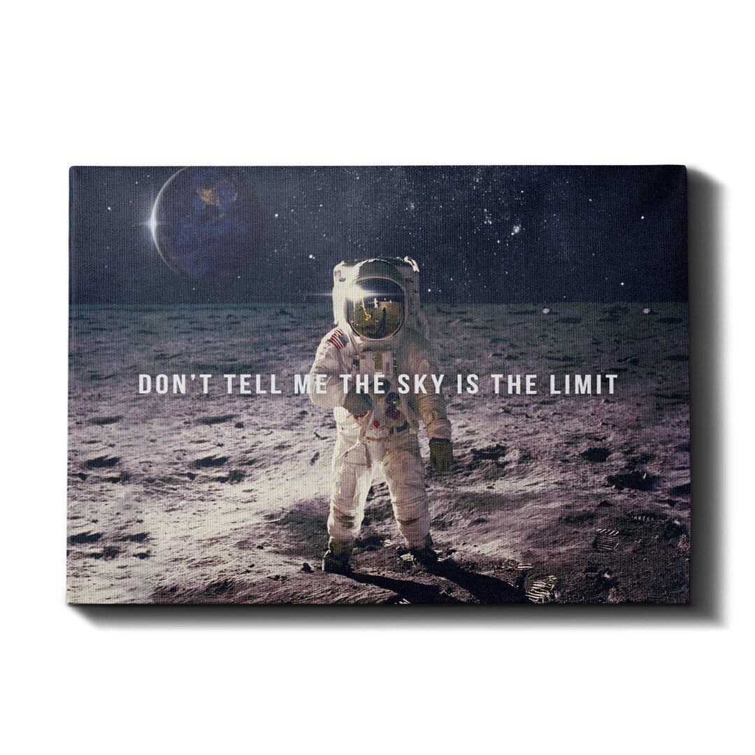 Footsteps on the Moon Astronaut Canvas Art, Sky is the Limit, Space ...