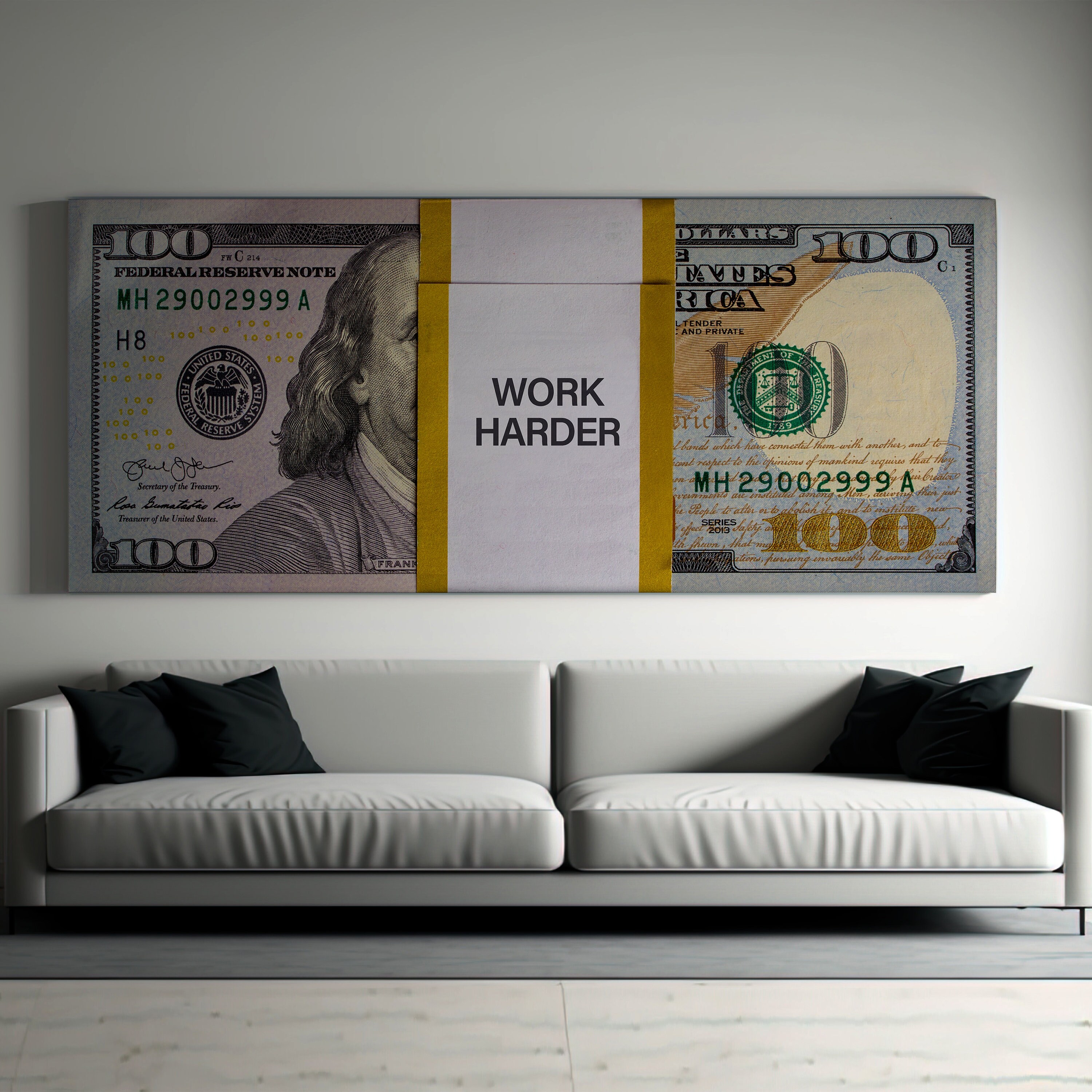 Work Harder Money Wallart, Money Bands, Money Art, Daily Motivation ...