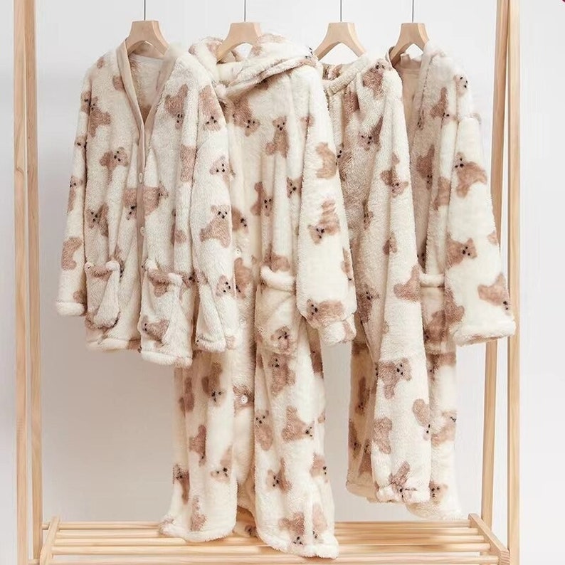 Cute Kawaii Teddy Bear Pajama Soft Thick Pyjamas Set Cosy - Etsy