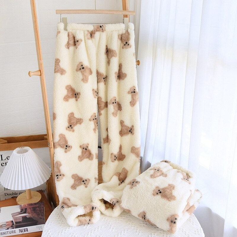 Cute Kawaii Teddy Bear Pajama Soft Thick Pyjamas Set Cosy - Etsy