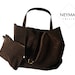 Oversize Chocolate Brown Vegan Suede Leather Tote With Same Color ...