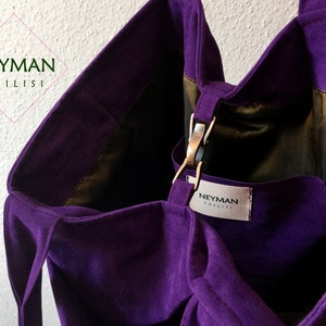 Oversize Dark Violet Vegan Suede Leather Shoulder Bag/xl Shopper/purple ...