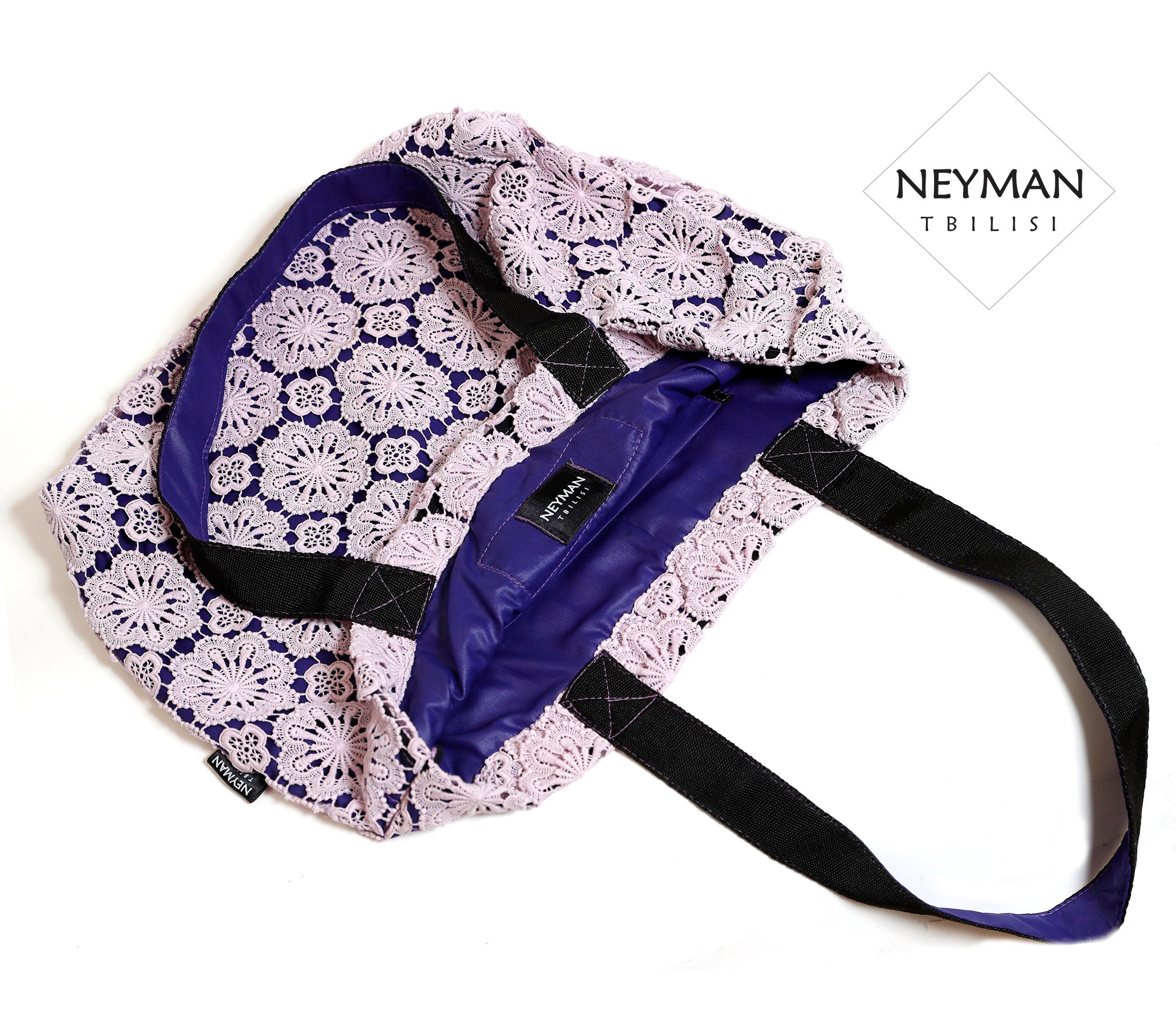 Violet Floral Lace Large Tote Bag/ Lavender Beach Bag/ - Etsy