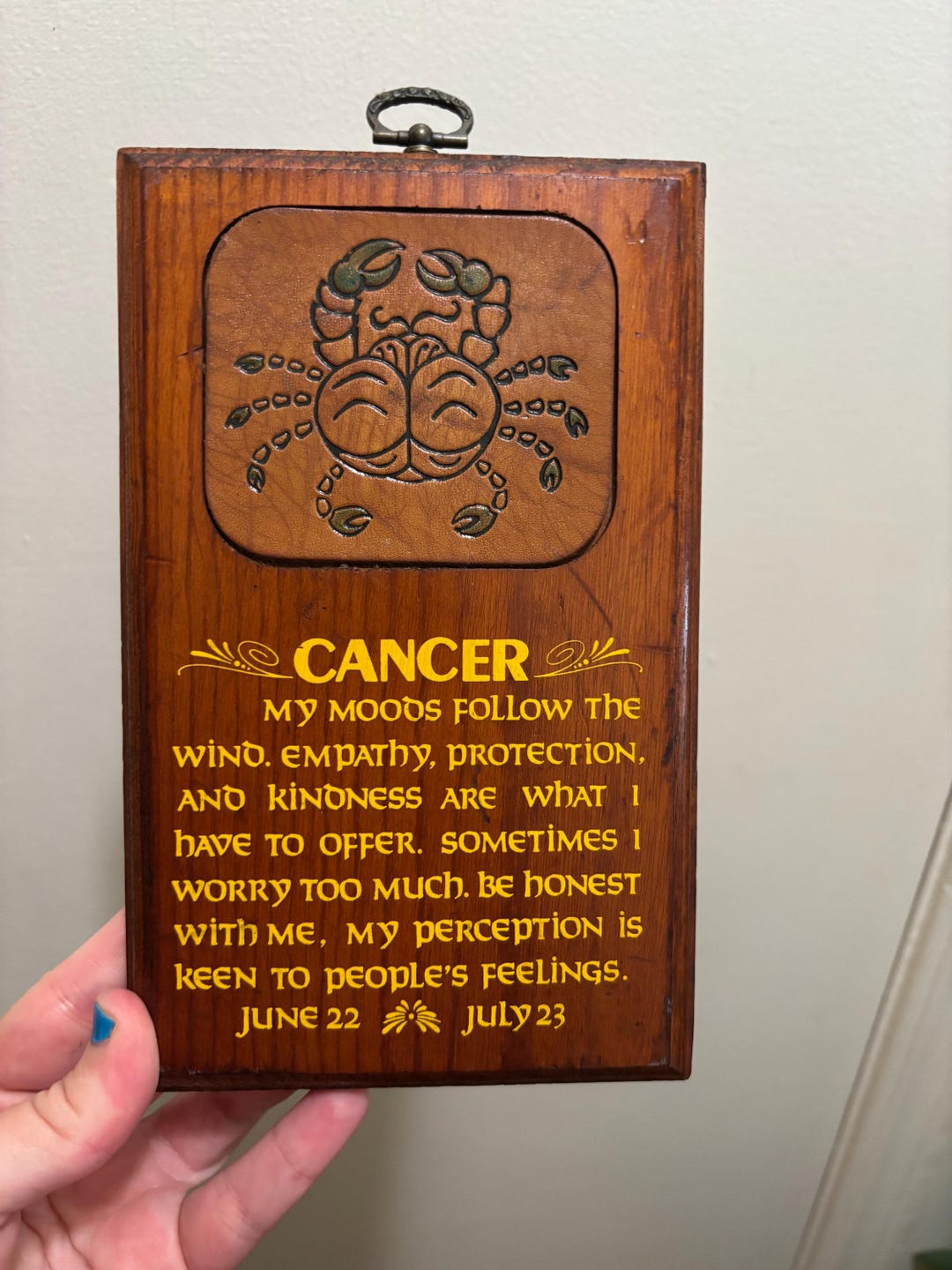 Vintage Cancer Crab Zodiac Astrology Sign 5x8.5in Plaque Wooden Wall ...