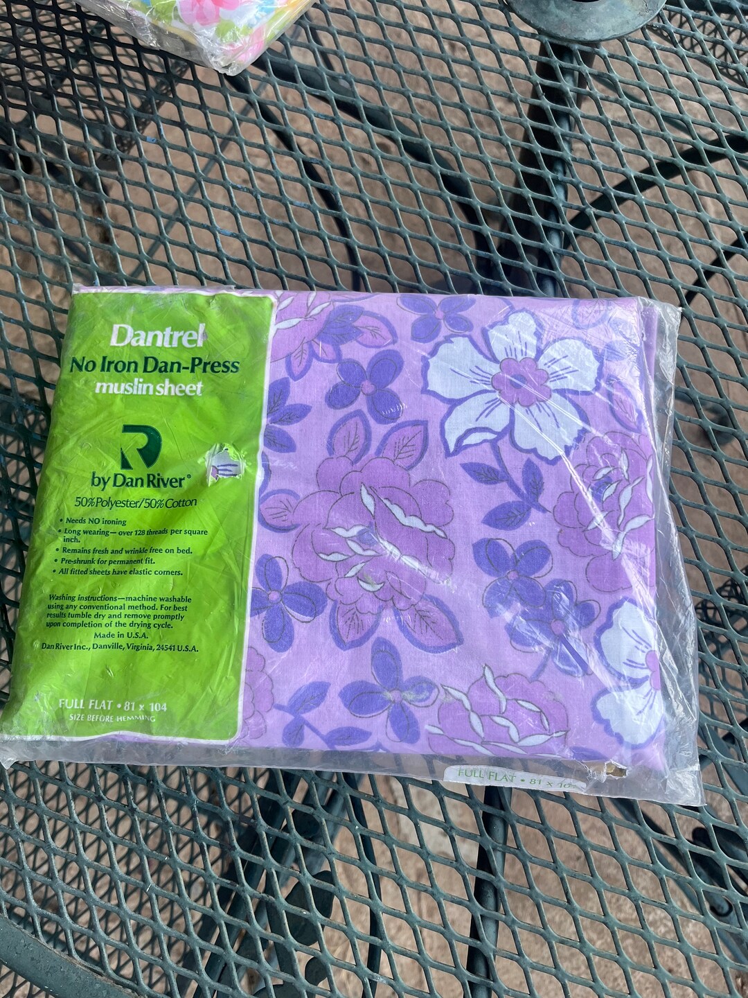 NOS Dan River Dantrel Vintage Full Flat Sheet Bedding Purple Flower ...
