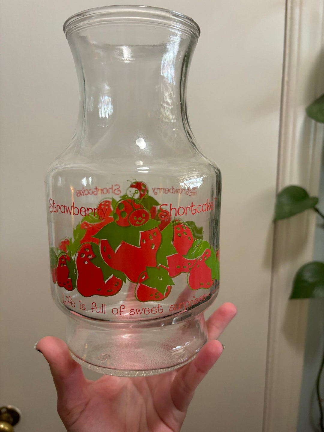 1980 Vintage Strawberry Shortcake Carafe Juice Pitcher Glass Anchor ...