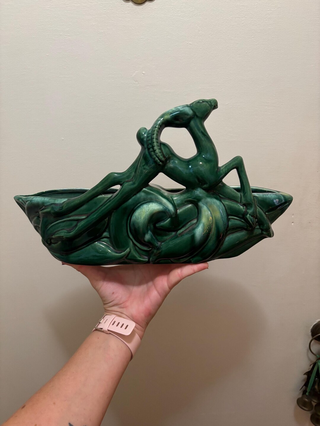Vintage MCM Tv Ceramic Double Planter Gazelle Antelope Deer Impala ...