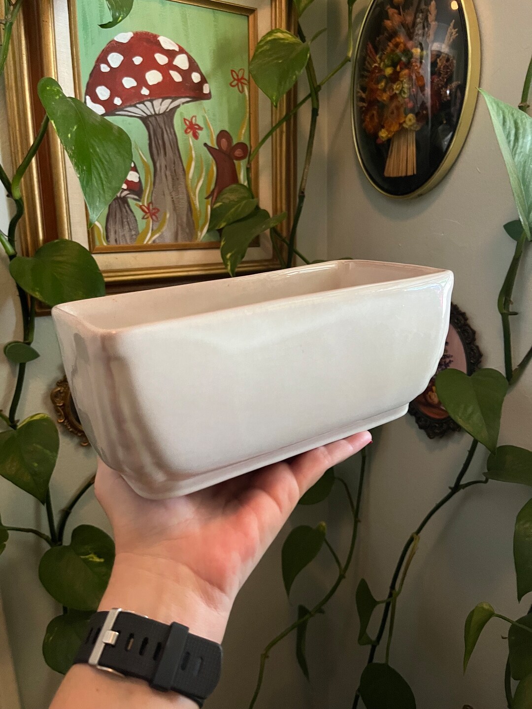 Vintage White Glaze Frankoma Rectangular Planter Pottery Clay Pottery ...