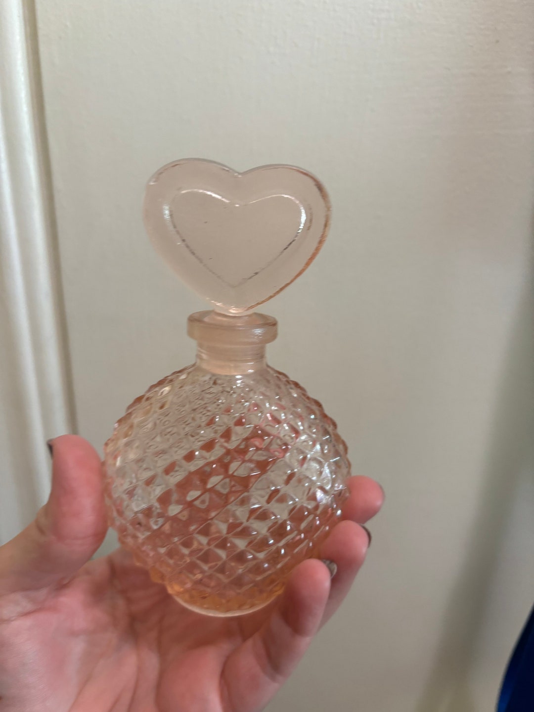 Vintage Pink Valentine Vanity Pink Glass Art Deco Perfume Bottle ...