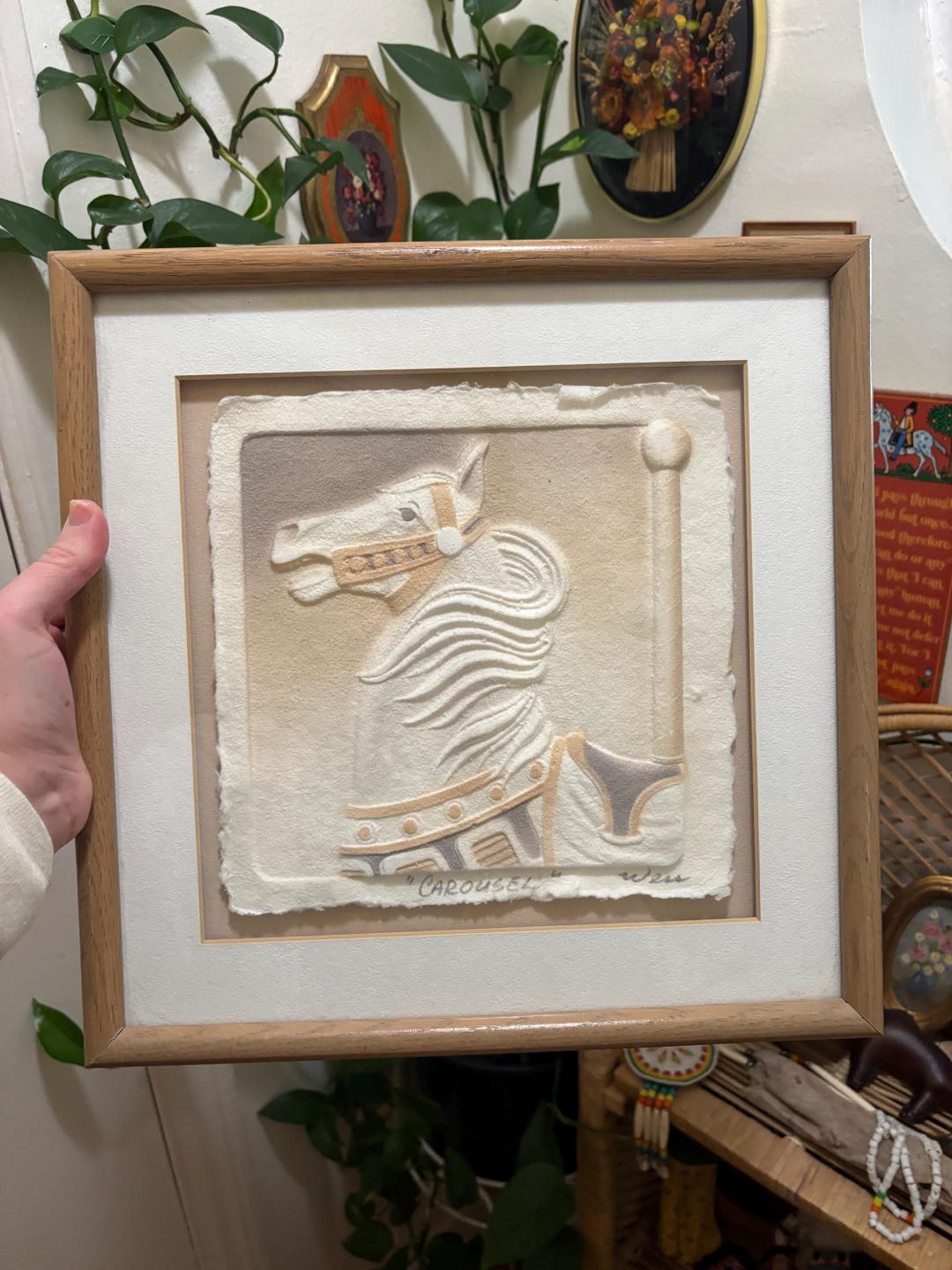 Vintage Art 13x13in Square Wesley Wess Smith Carousel Horse Embossed ...