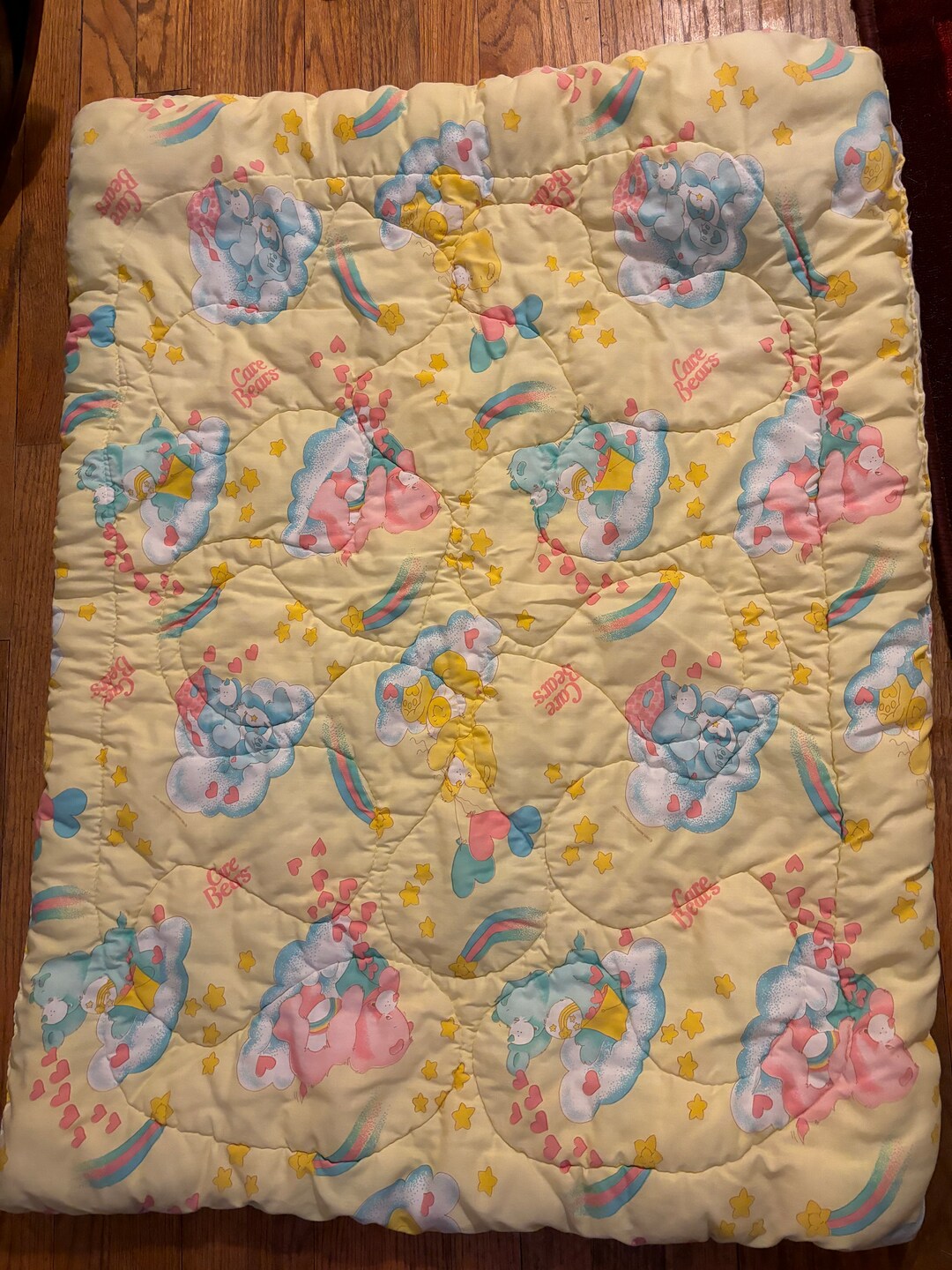 1983 Yellow Care Bears Baby Bedding Comforter Quilt Nursery Bedding ...
