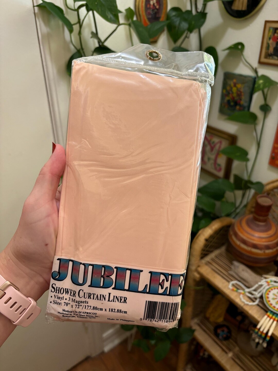 Vintage Plastic Jubilee Peachy Pink Shower Curtain Liner in Original ...