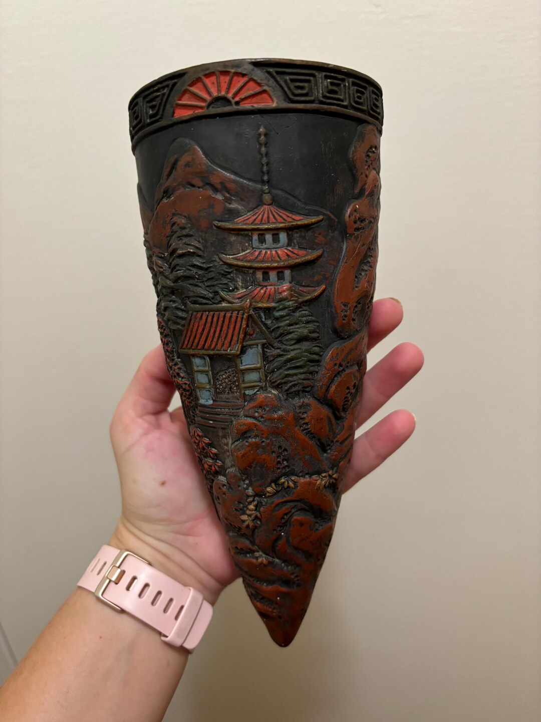 Vintage Japanese Black Wall Pocket Made by Tokanabe Japanese Pottery ...